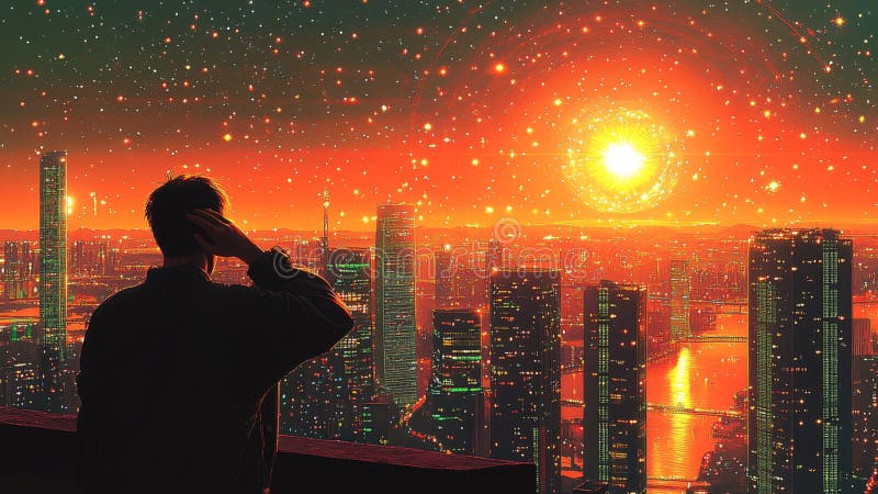 A Cosmic Celestial Event in the Sky Involving Bright Shining Glowing ...