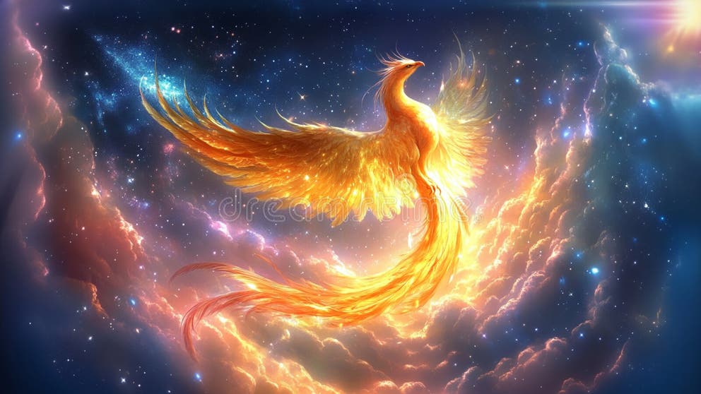 A Cosmic Golden Phoenix Rising from the Ashes, Resurrection ...