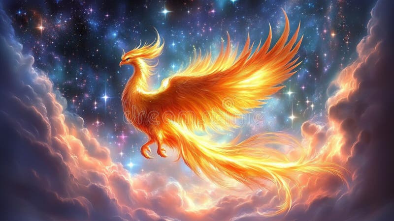 A Cosmic Golden Phoenix Rising from the Ashes, Resurrection ...