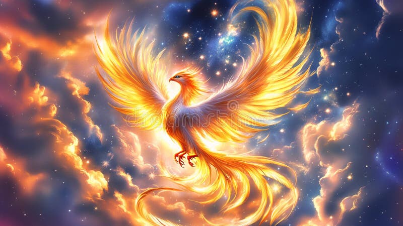 A Cosmic Golden Phoenix Rising from the Ashes, Resurrection ...