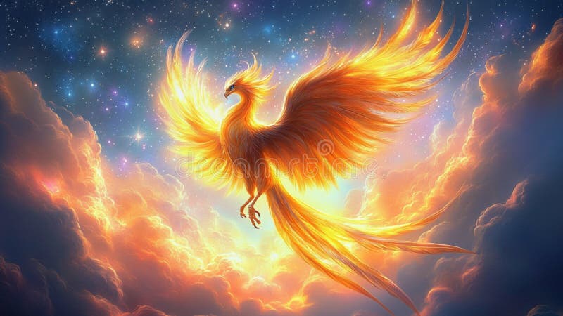 A Cosmic Golden Phoenix Rising from the Ashes, Resurrection ...
