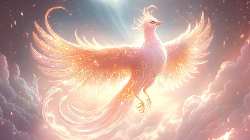 A Celestial Phoenix Rising from the Ashes Symbolizing Peace, Purity ...