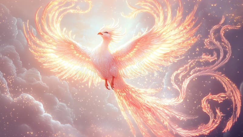 A Celestial Phoenix Rising from the Ashes Symbolizing Peace, Purity ...