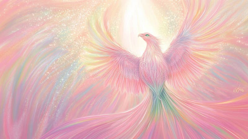 A Phoenix in Pastel Colors Rising from the Ashes, Resurrection ...