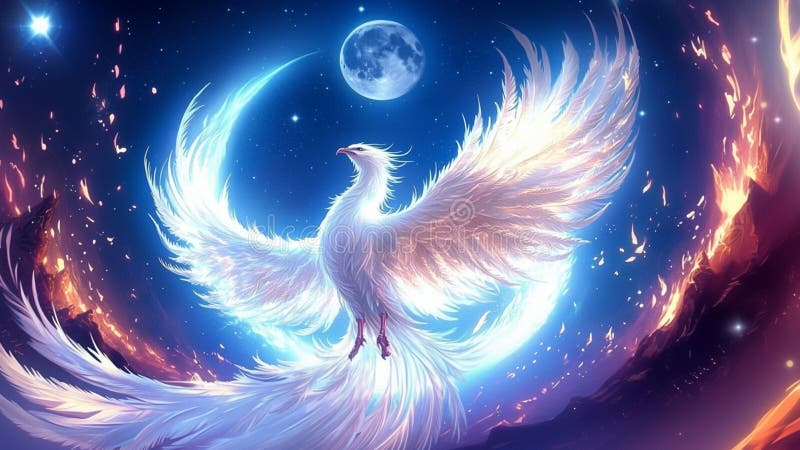 Majestic White Phoenix Rising from the Ashes, Resurrection ...