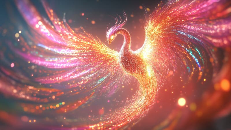 A Phoenix in Light Pink Flames Rising from the Ashes, Resurrection ...