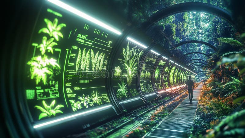 A Huge Tropical Jungle Forest Inside a High Tech Alien Mothership Stock ...