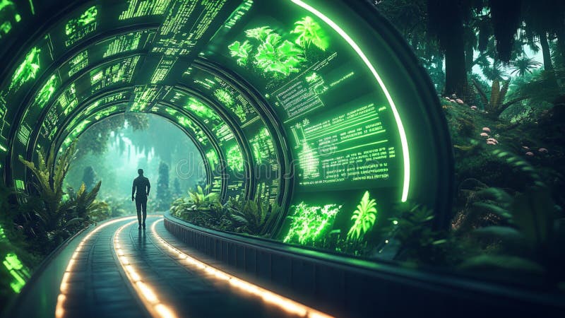 A Huge Tropical Jungle Forest Inside a High Tech Alien Mothership Stock ...