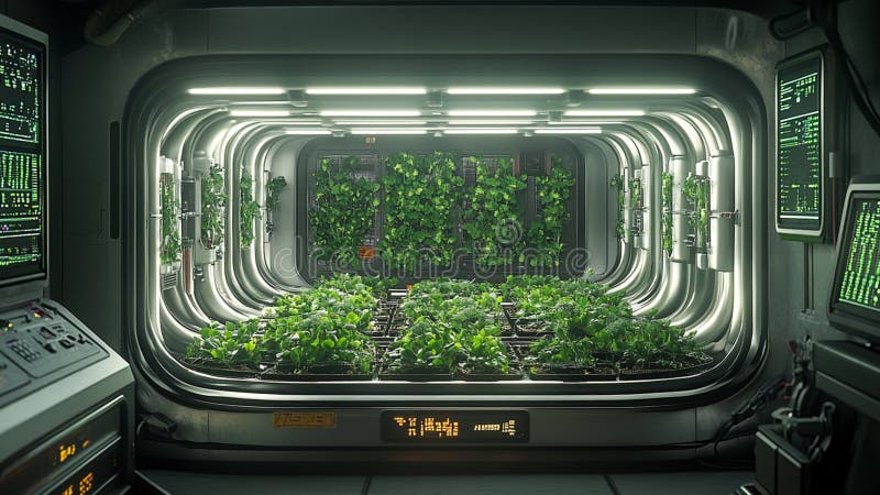Green Plants Being Studied in an Extraterrestrial Greenhouse in a High ...