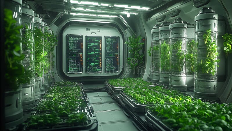 Green Plants Being Studied in an Extraterrestrial Greenhouse in a High ...