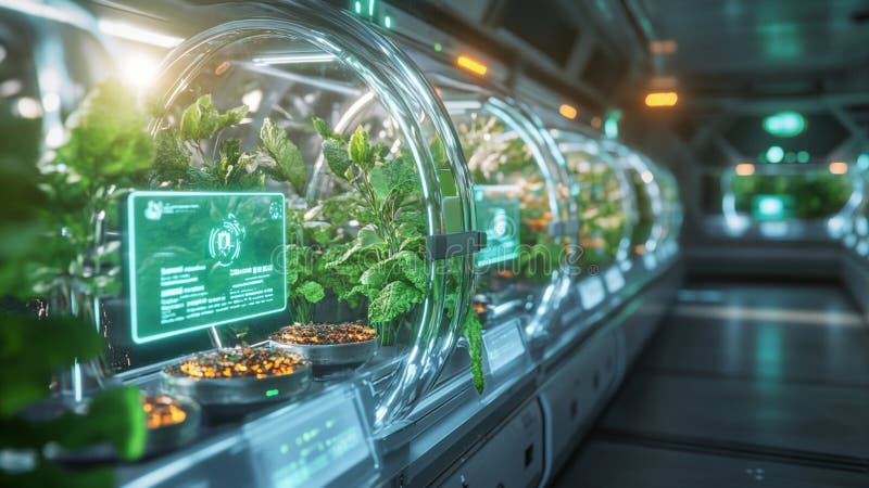 Green Plants in an Extraterrestrial Greenhouse in a High Tech Lab on an ...