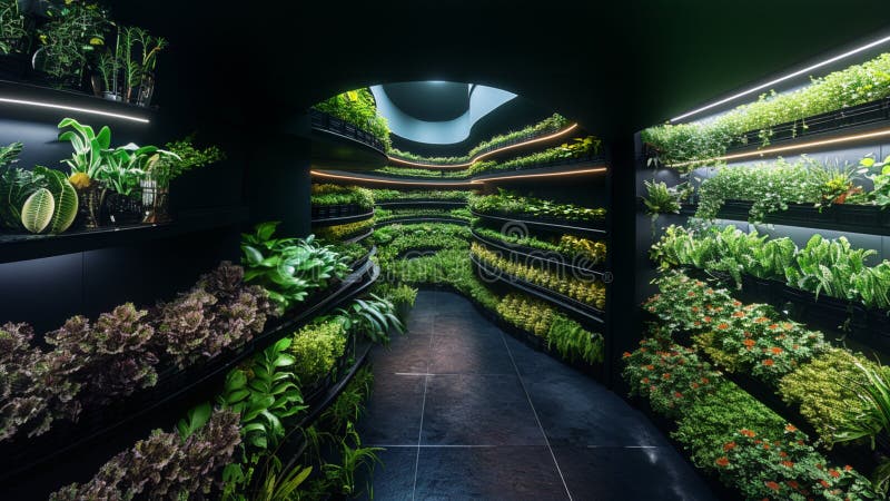 Green Plants in an Extraterrestrial Greenhouse in a High Tech Lab on an ...