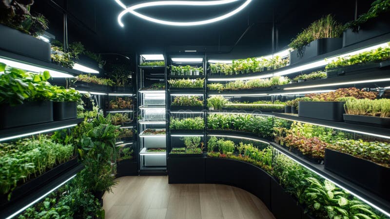 Green Plants in an Extraterrestrial Greenhouse in a High Tech Lab on an ...