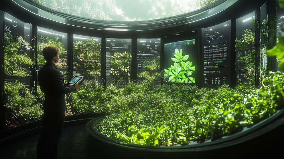 Green Plants Being Studied in an Extraterrestrial Greenhouse in a High ...