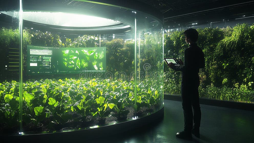 Green Plants Being Studied in an Extraterrestrial Greenhouse in a High ...