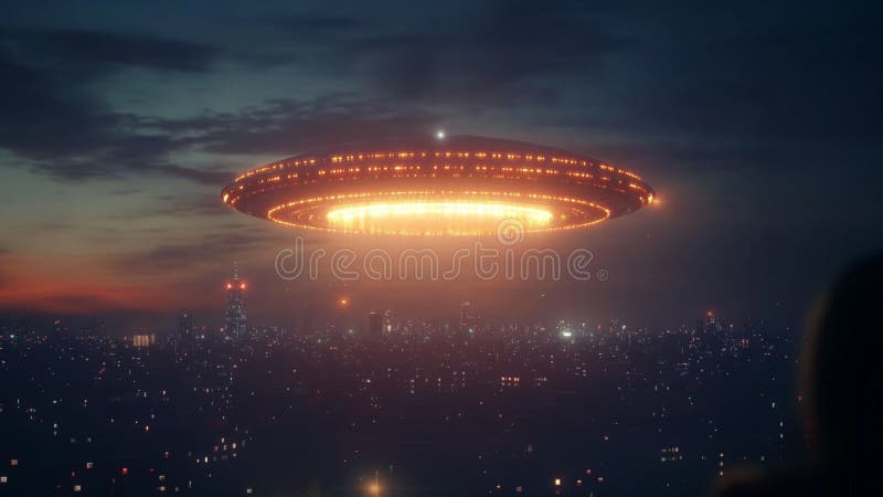 Glowing Ufo Uap Flying Saucer Above City Night Stock Photos - Free & Royalty-Free Stock Photos ...
