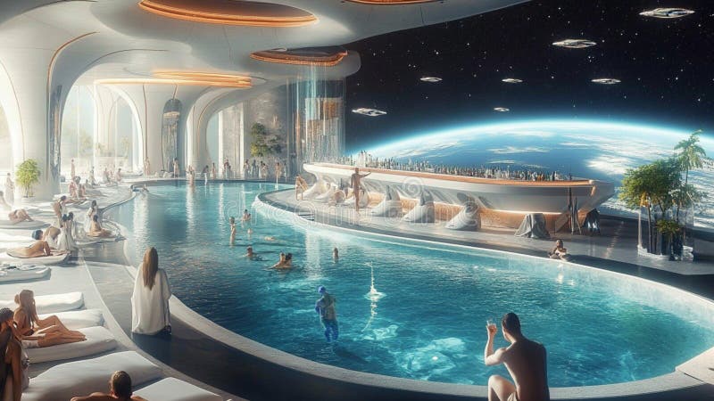 Extraterrestrial Lyrans Having a Summer Party on a Spaceship Swimming ...