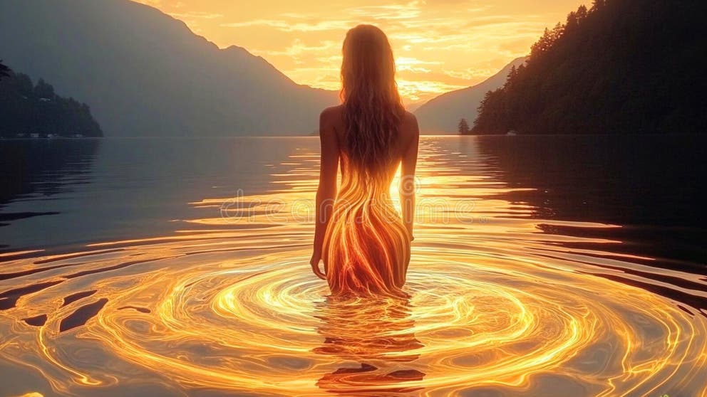 Spiritual Enlightened Woman Touching the Fabric of Space and Time ...