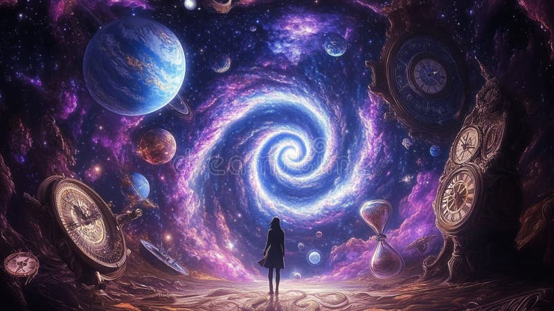 Time Traveler Woman in the Present Journeying into the Future and To ...