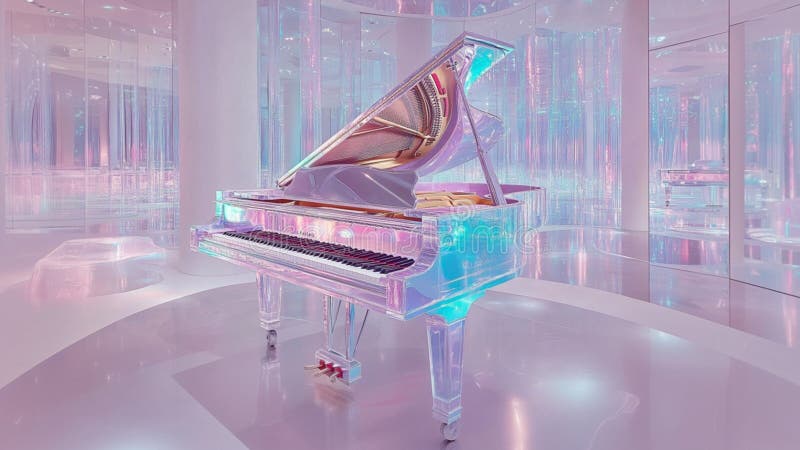 A Futuristic Piano in Metallic Pastel Colors Stock Illustration ...