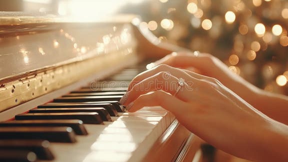 A Woman Playing a White Piano Keyboard in a Church Chorus Stock ...