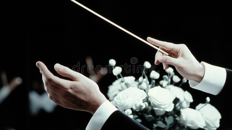 An Orchestra Conductor Hands Guiding an Orchestra Symphony Stock ...