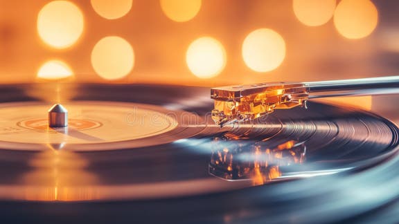 A Classic Vinyl Record Disk Album Playing in a Bokeh Background Stock ...