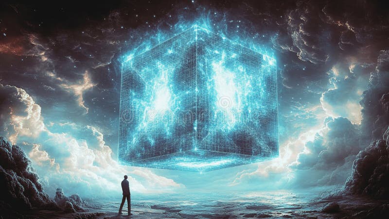 A Cosmic Tesseract in a Fantasy Paranormal Background Stock ...