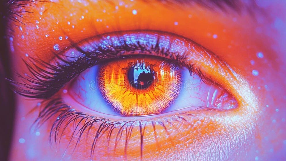 A Beautiful Brunette Woman Feminine Golden Yellow Eyes Stock ...