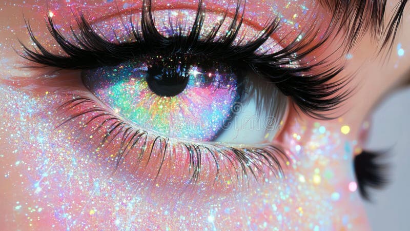 An Exotic Alien Woman Feminine Bright Colorful Rainbow Eyes Stock ...