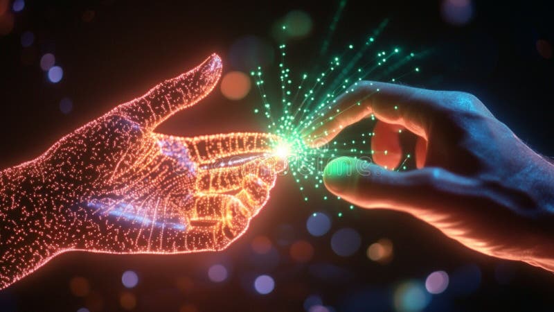 Matrix Movie Metaverse Human Hands Touching Blueprint Stock ...