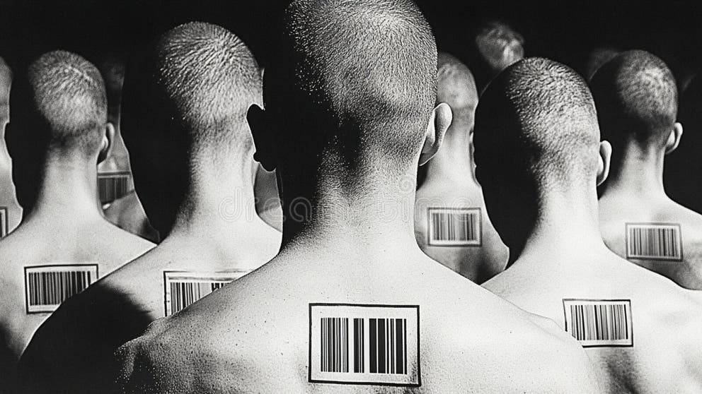 A Group of Male Prisoners with Bar Codes Tattooed on Their Skin ...