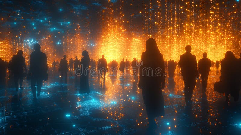 Matrix People in a Virtual Reality Simulation Stock Illustration ...