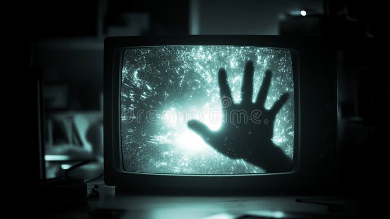 A Creepy Creature Inside the TV Monitor Asking for Help Stock ...