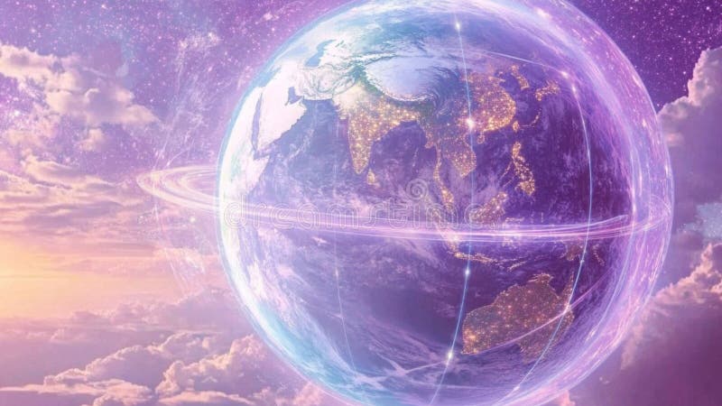 A Peaceful Planet Earth Sphere Designed with Flower of Life Patterns ...