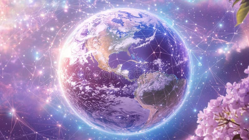 A Peaceful Planet Earth Sphere Designed with Flower of Life Patterns ...