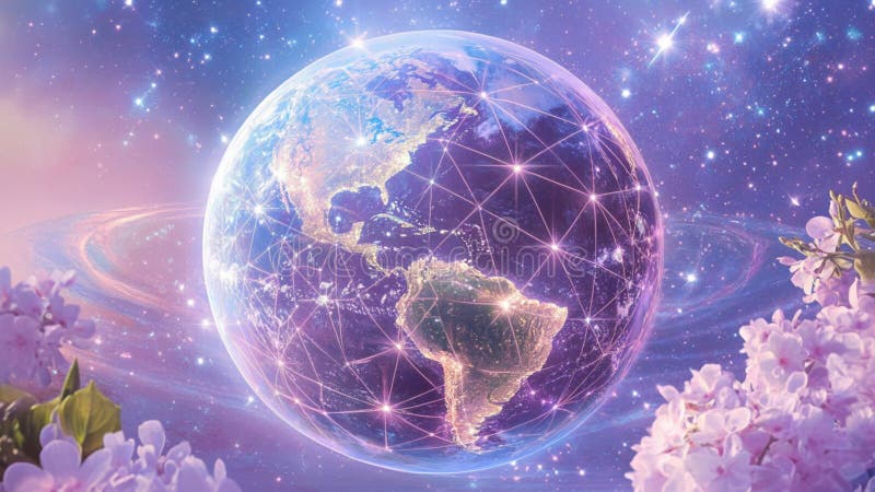 A Peaceful Planet Earth Sphere Designed with Flower of Life Patterns ...