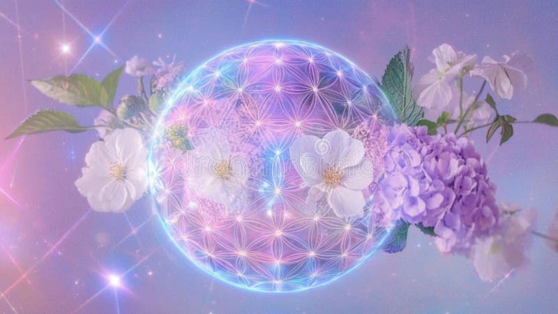 A Peaceful Planet Earth Sphere Designed with Flower of Life Patterns ...