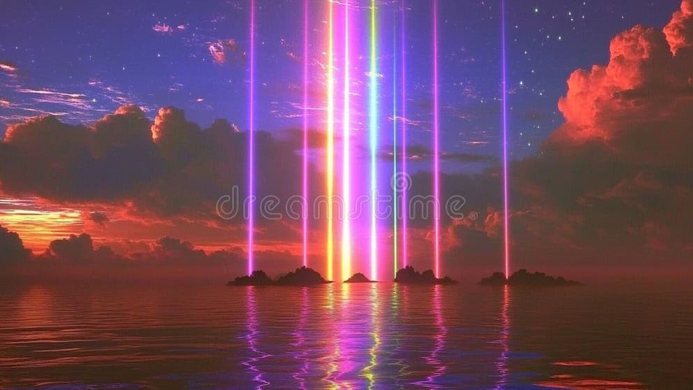 A Magical Celestial Rainbow Light Beam Vertical Column Illuminating the ...