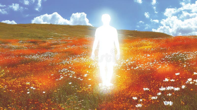 A Higher Dimensional Light Being Shifting into Human Form Walking on a ...