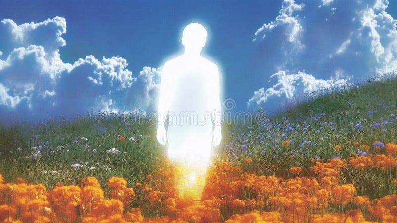A Higher Dimensional Light Being Shifting into Human Form Walking on a ...