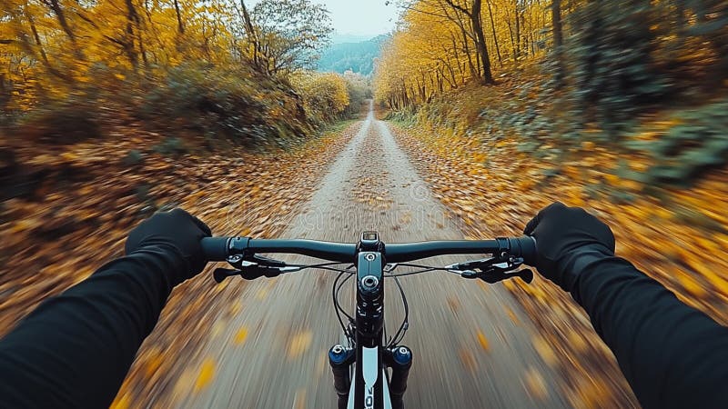First Person View of a Person Riding a Bike Stock Illustration ...
