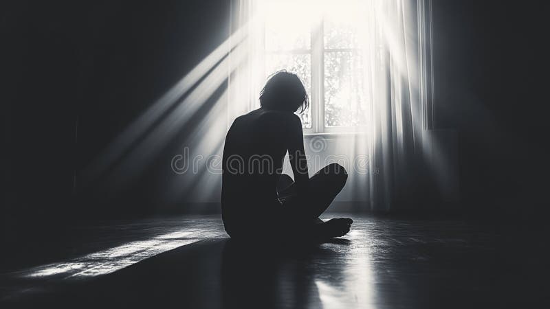 An Unhappy Miserable Heartbroken Woman in Distress Fighting Depression ...