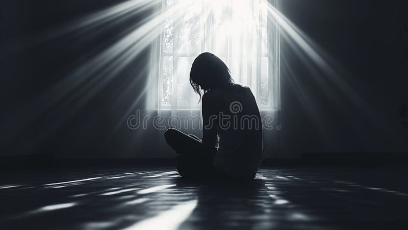 An Unhappy Miserable Heartbroken Woman in Distress Fighting Depression ...