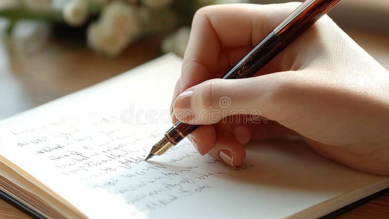 Someone Writing a Letter on a White Piece of Paper Stock Illustration ...