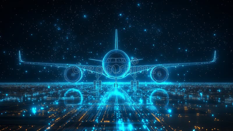 Blueprint of an Airplane Landing on an Airport Stock Illustration ...