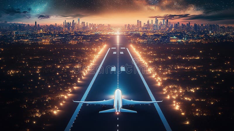 A Commercial Airplane Landing on an Airport Landing Strip Stock ...