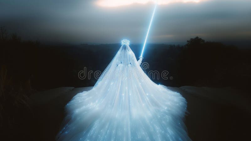 Extraterrestrial Woman Wearing a Crown, a Veil and a Wedding Dress ...