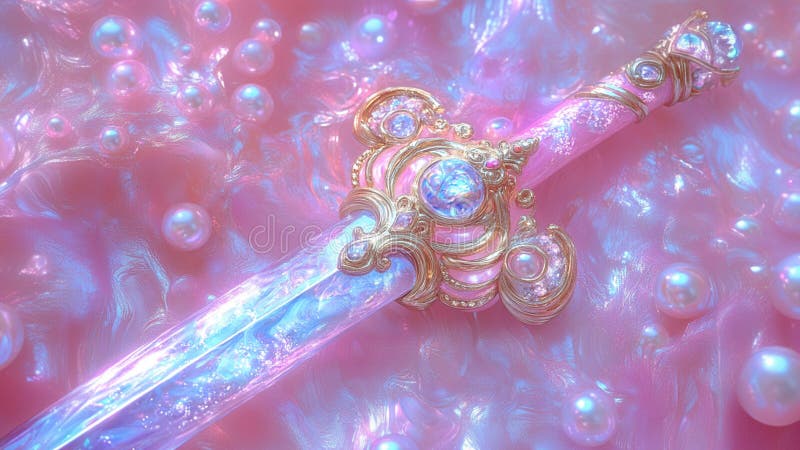 A Magical Feminine Glittery Pink Sword Stock Illustration ...