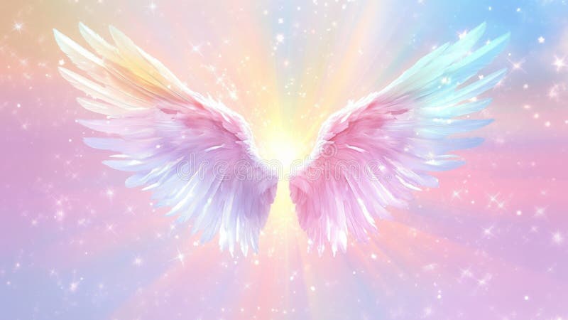 Divine Celestial Angelic White Feathered Wings in a Pastel Colored ...
